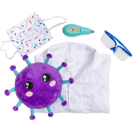 Doctor Costume Kit - 5 Pack Playset with Lab Coat, Mask, Goggles ...