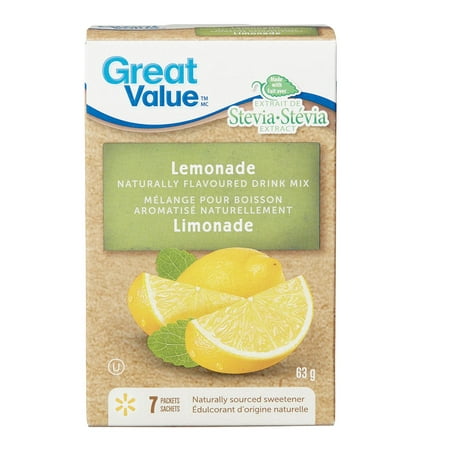 Great Value Lemonade Naturally Flavoured Drink Mix, 63 g, 7 Packets ...