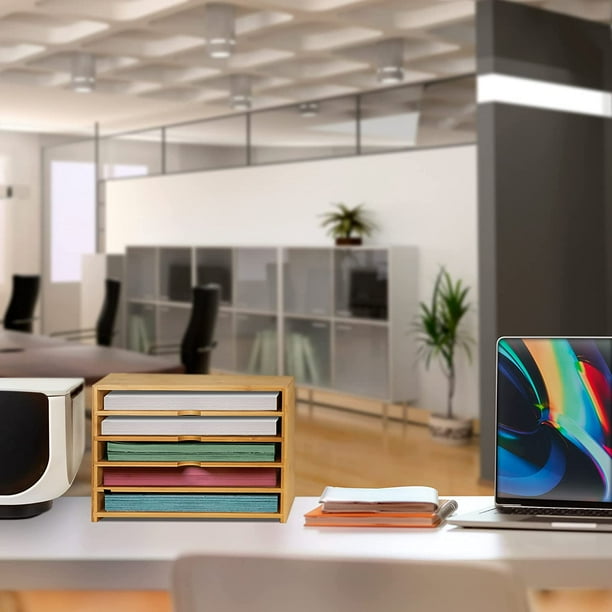 Prosumers Choice Bamboo Five Slot Paper Letter Cubby Desktop Organizer ...