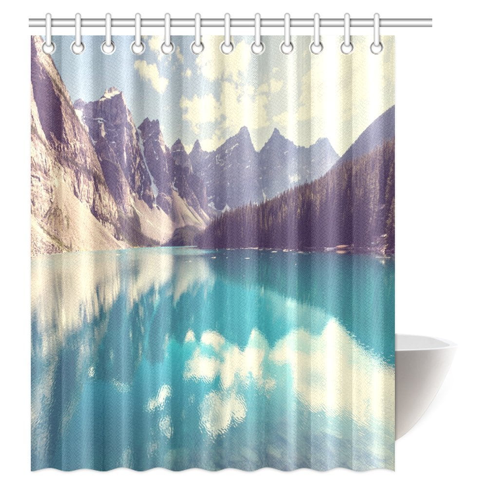 Mypop Scenery Art Decor Shower Curtain Moraine Lake In Banff National