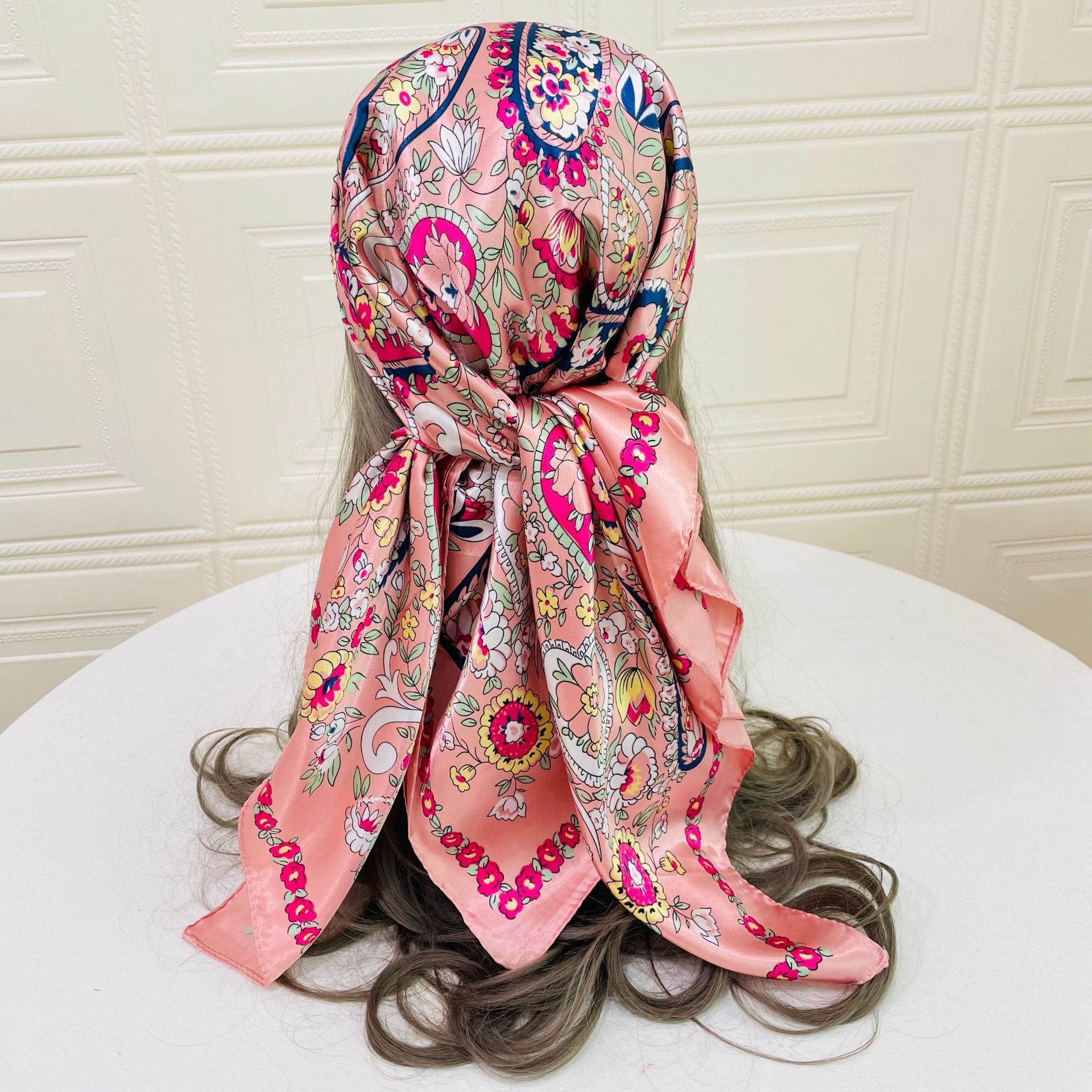 Hotian Paisley Print Satin Head Scarf Ditsy Floral Hair Scarf Large ...