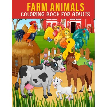 Country Farm Scences Adult Coloring Book: : Featuring Charming Farm ...