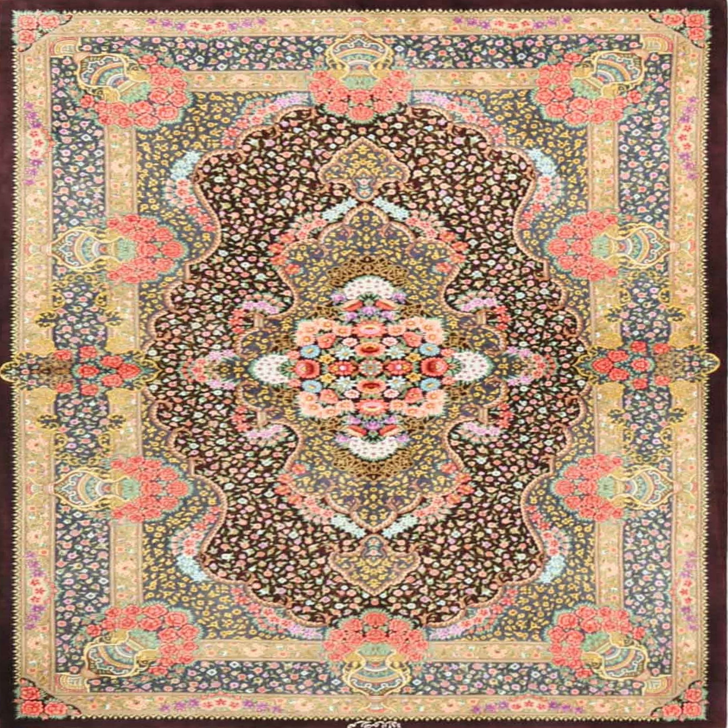 Ahgly Company Indoor Square Traditional Sienna Brown Persian Area Rugs ...