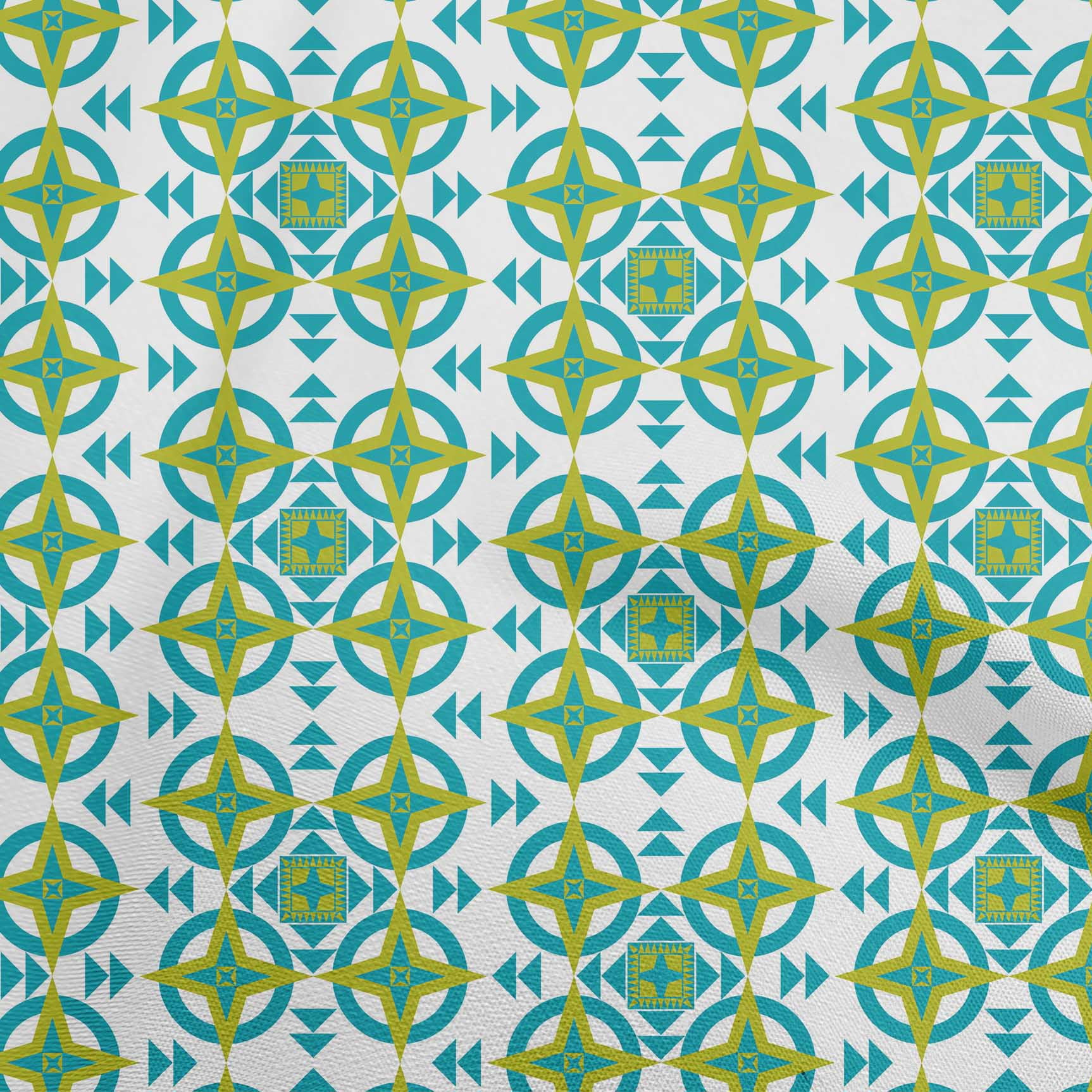 oneOone Viscose Chiffon Green Fabric Geometric Sewing Material Print ...