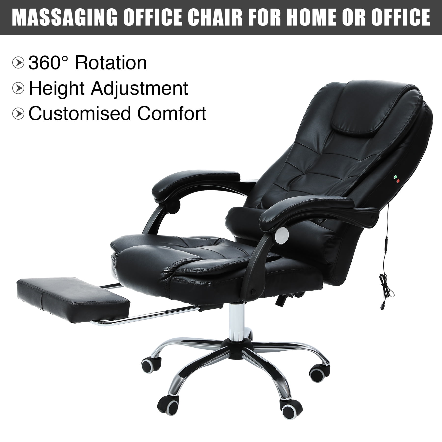 Massage Reclining Swivel Office Chair Desk Computer Gaming Chair with ...