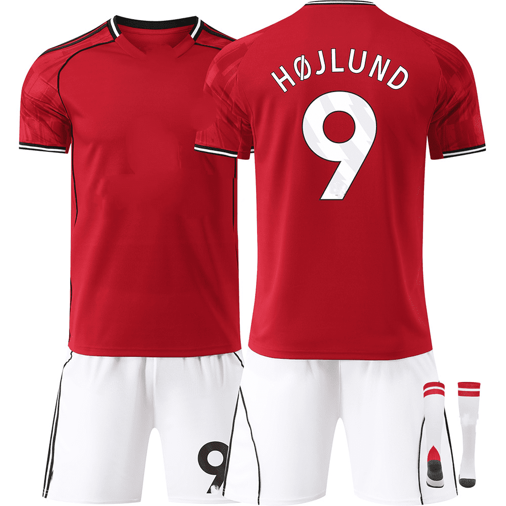 2526 Football Home and Away Number 9 HOJLUND Red Replica Sports Ball ...