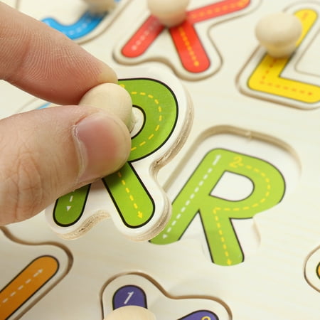 Wooden Alphabet ABC Peg Jigsaw Puzzle Toy Toddlers Early Learning ...