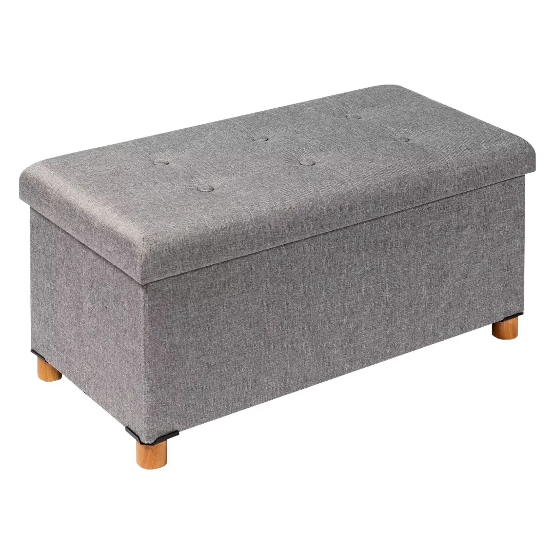 PINPLUS 30" Footstool for Living Room,Grey Ottoman Storage Box with ...