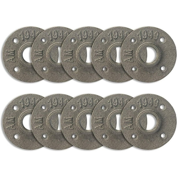 YaeTek 10Pcs 3/4'' Black Malleable Threaded Floor Flange Iron Pipe ...