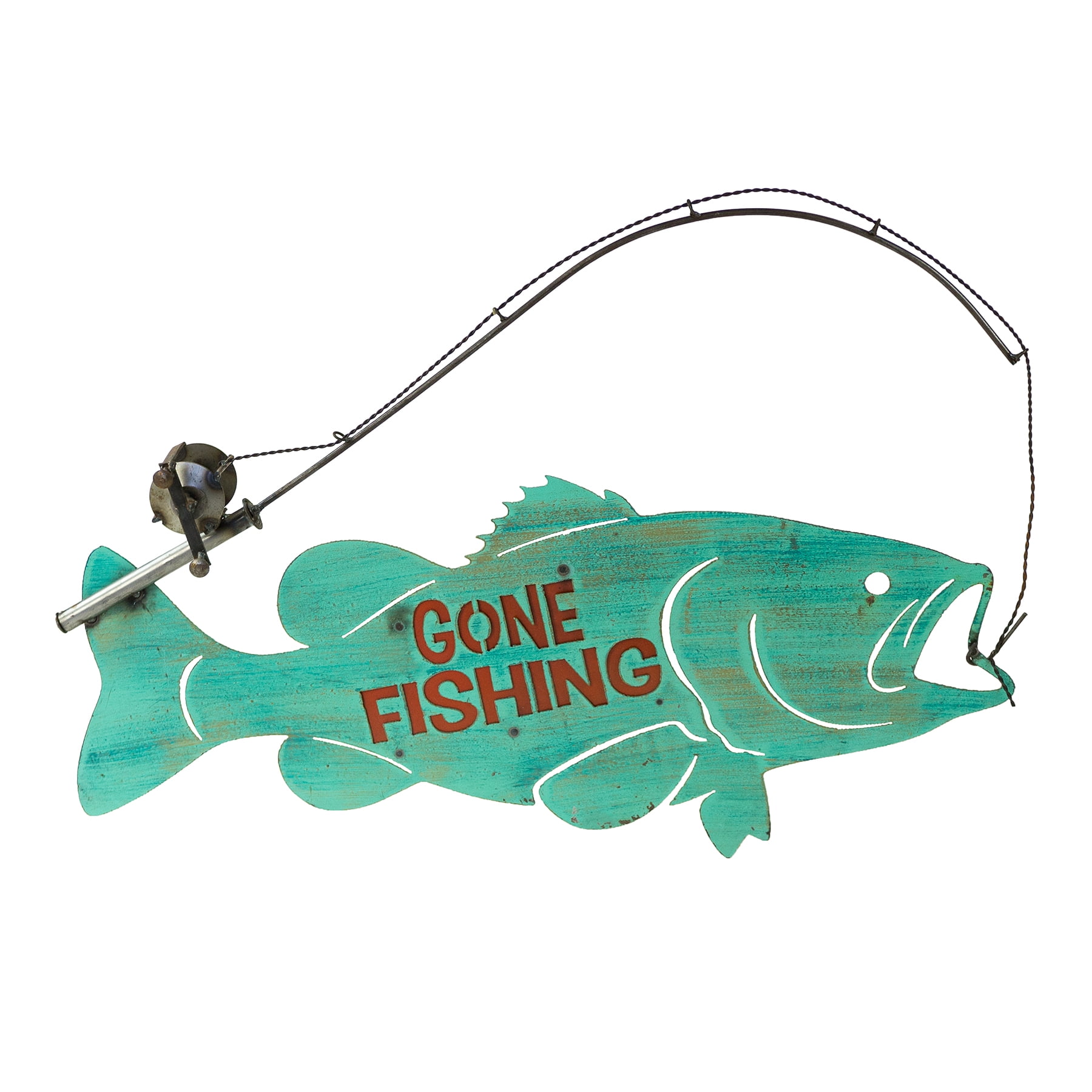 Rustic Arrow GO FISHING FISH W/ROD SIGN - Walmart.com