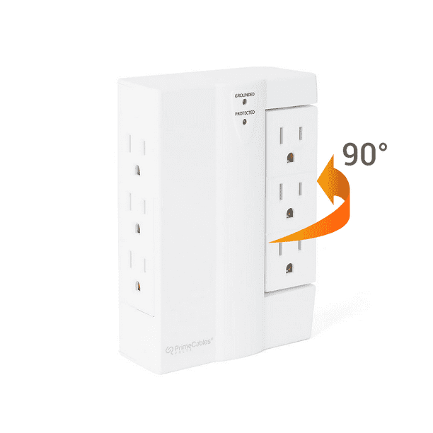 6 Outlet Surge Protector Side Socket with Swivel Wall-Mount Socket ...