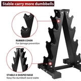 BalanceFrom, Dumbbell Set, 100LB Rubber Coated Hex, with A-Frame Rack ...