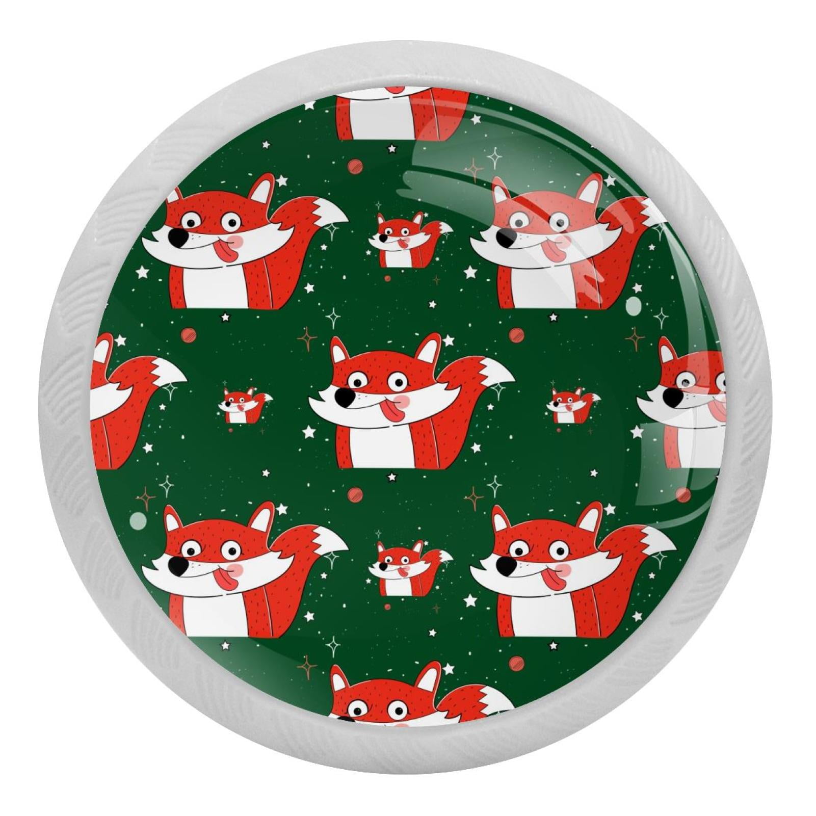 4PCS Round Fox Cabinet Fluorescence Knob Glowing in the Dark Furniture ...