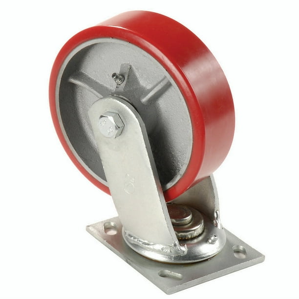 6" Polyurethane Wheel, Heavy Duty Swivel Plate Caster, 800 lb. Capacity ...