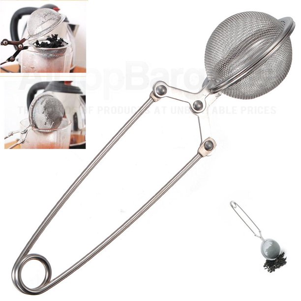 Stainless Steel Spoon Tea Leaves Herb Mesh Ball Infuser Filter Squeeze ...