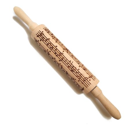 Unilife Portable Size Rolling Pins Music Notes Wooden Rolling Embossing ...