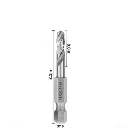 Stubby Drill Bit Set for Metal Quick Change 1/4\" Hex Shank M2 HSS ...