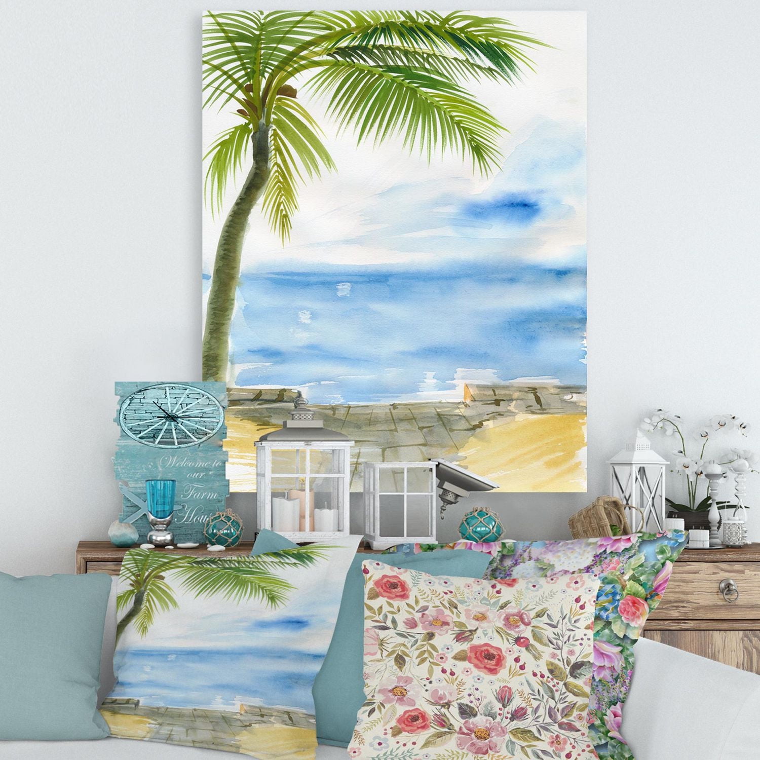 Click here for Designart Palm Beach Resort At Dawn Ii Canvas Wall... prices