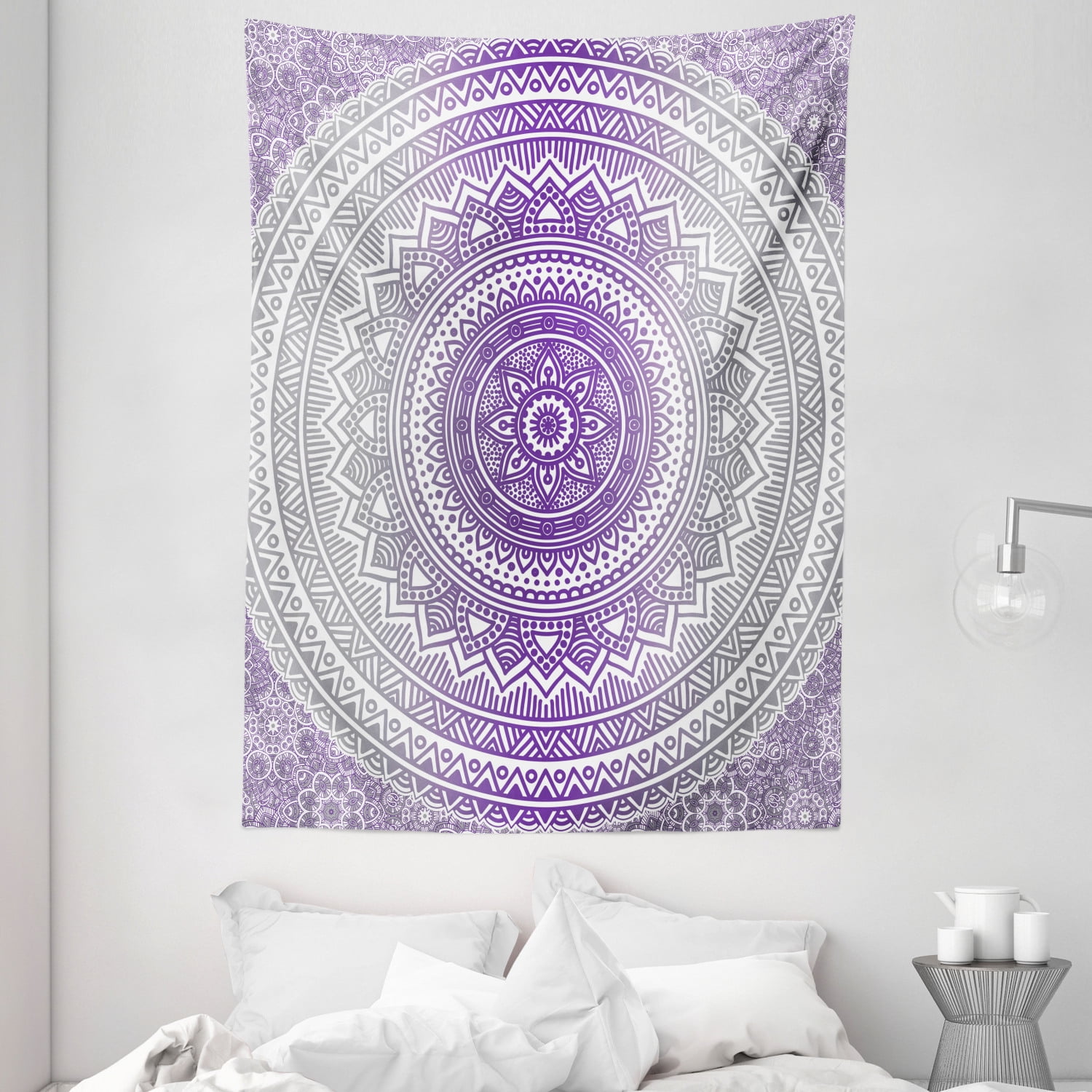 Grey and Purple Tapestry, Eastern Traditional of Cosmos Pattern Zen ...