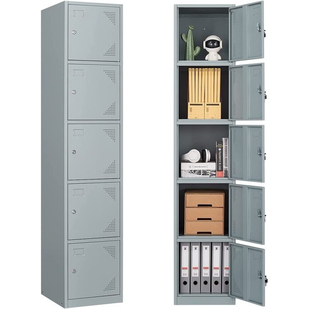 STANI Metal Locker Steel Storage Cabinet with 5 Doors for Office School ...
