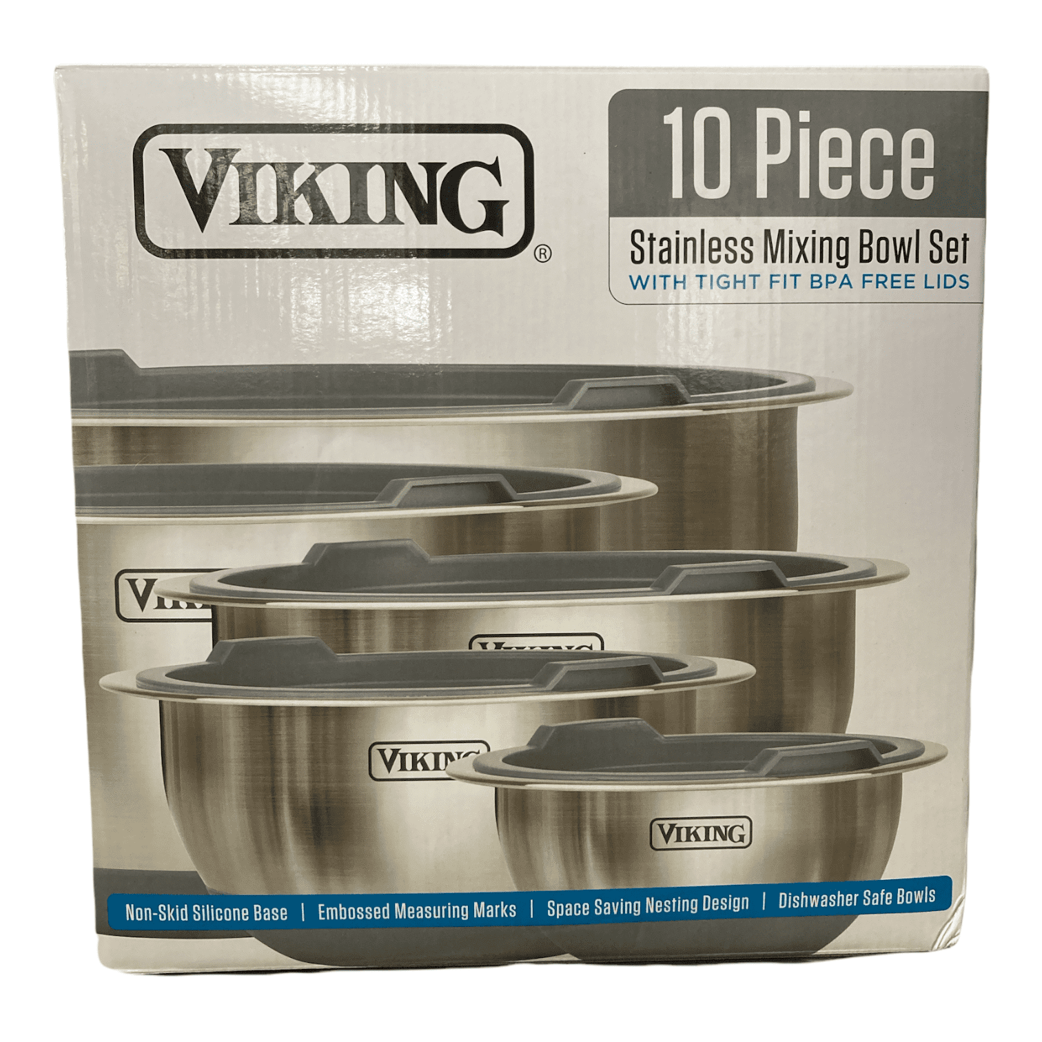 Viking 10-Piece Stainless Steel Mixing, Prep and Serving Bowl Set ...