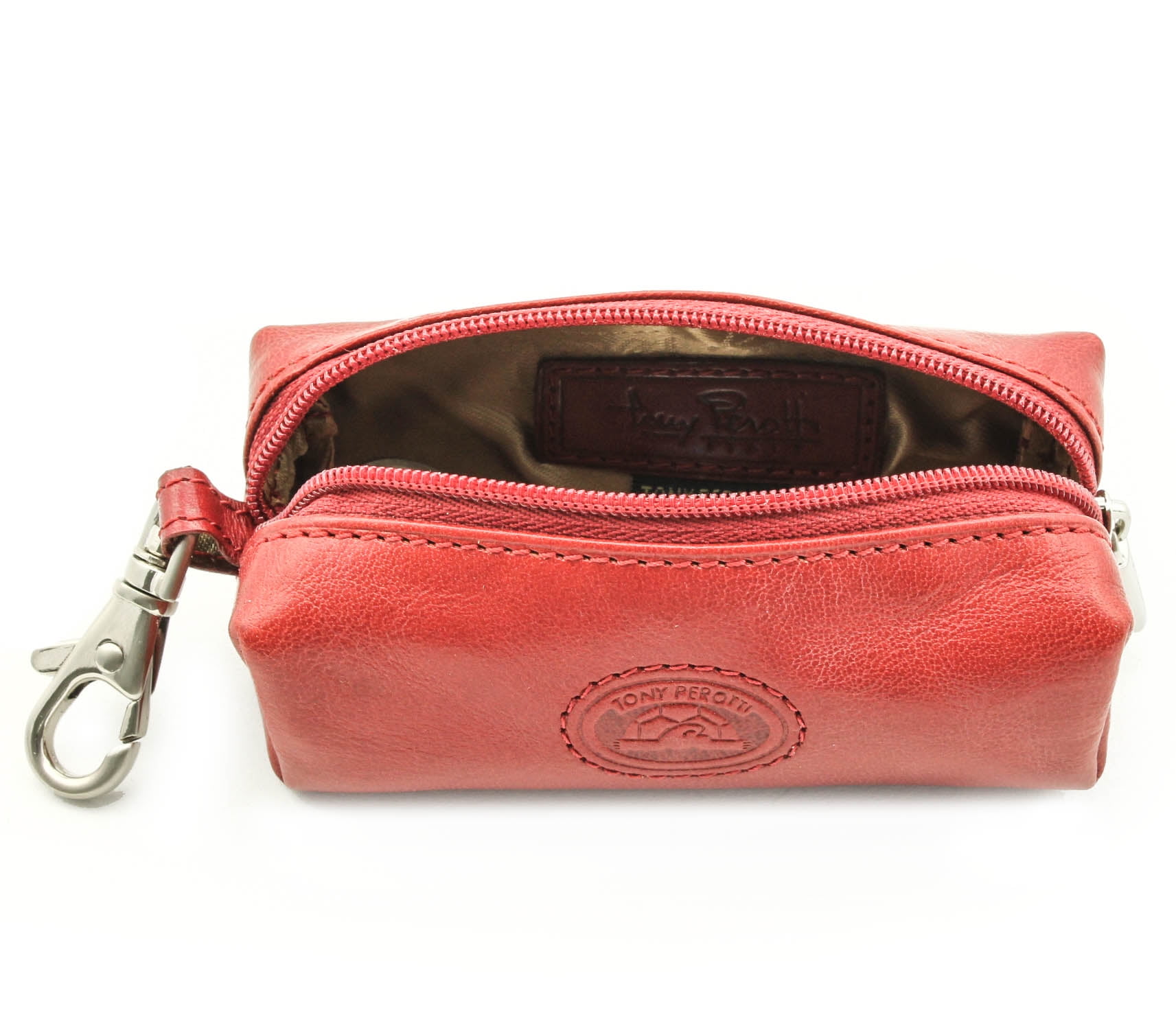 Tony Perotti Italian Leather Zippered Pouch Key Case in Red - Walmart.com