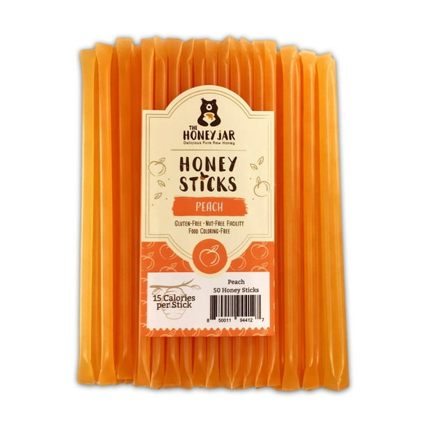 The Honey Jar - Peach Naturally Flavored Honey Sticks - 50 Count ...