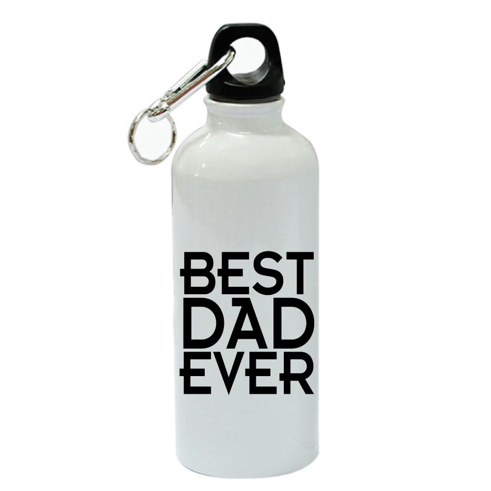 Best Dad Ever Deluxe Design White Aluminum Sports 20 oz Water Bottle ...
