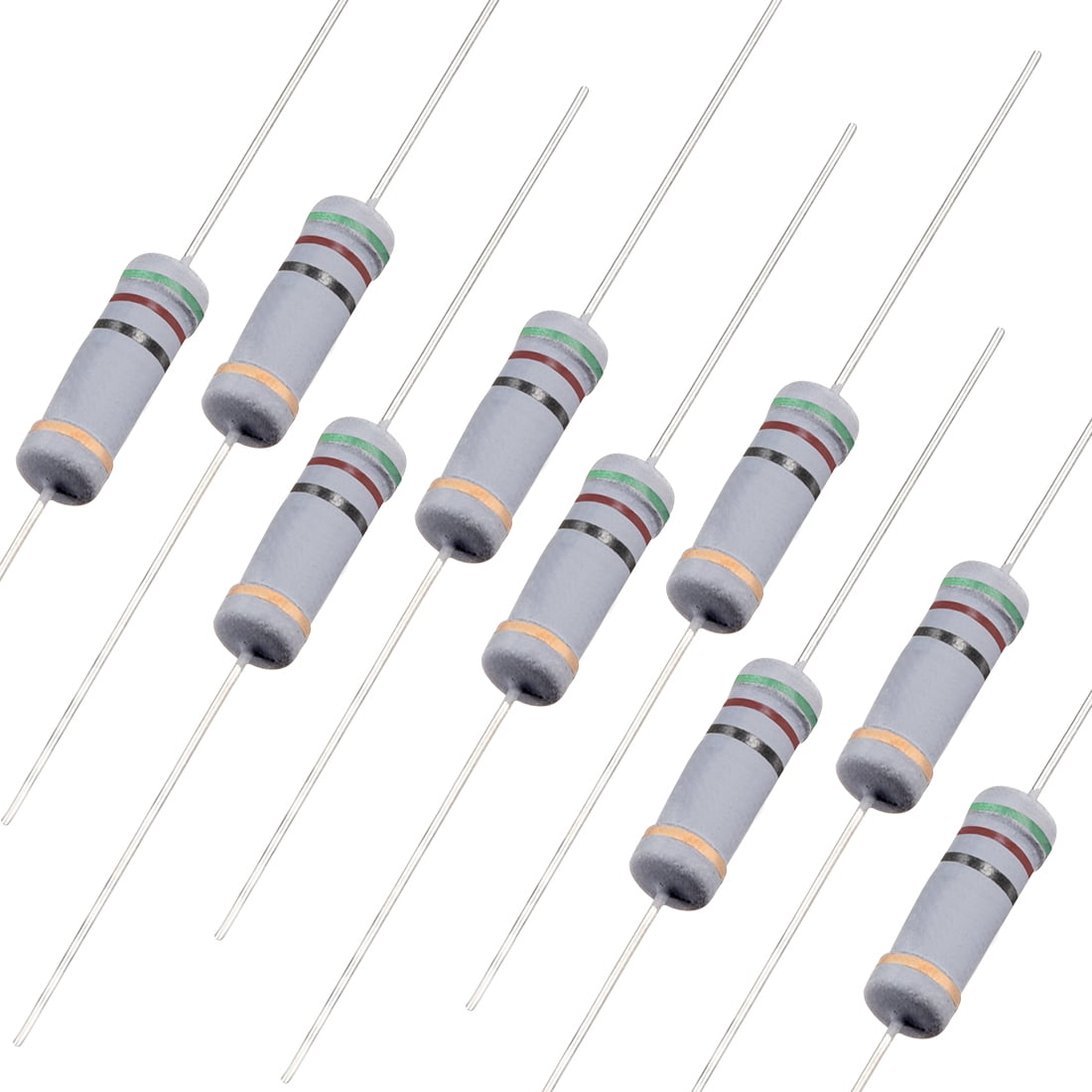 50pcs 2W 51 Ohm Carbon Film Resistor 5% Tolerance 4 Color Bands ...