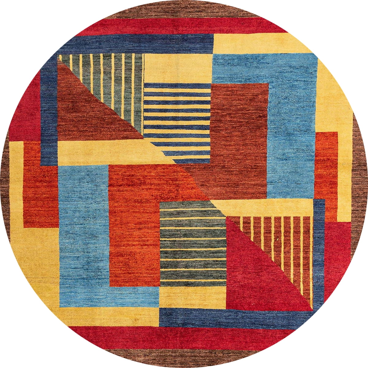 Ahgly Company Indoor Round Abstract Red Abstract Area Rugs, 6' Round ...