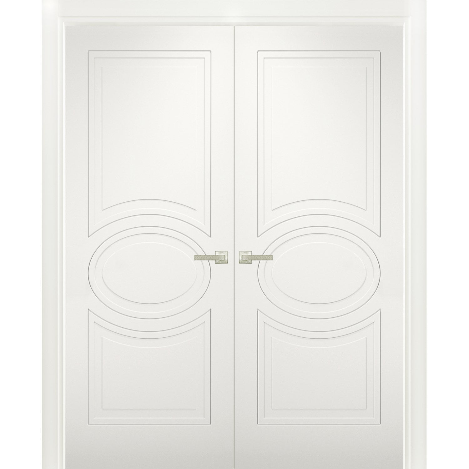 Solid French Double Doors 60 x 80 inches / Mela 7001 Matte White / Wood ...