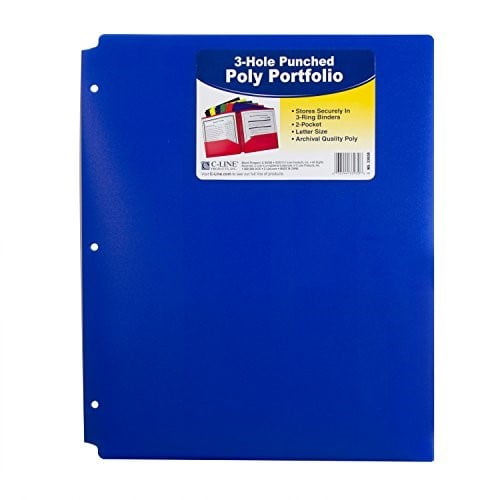 Two-Pocket Heavyweight Poly Portfolio Folder with Three-Hole Punch ...