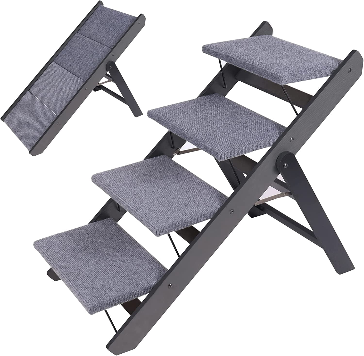Lineslife 4-Step, 2-in-1 Foldable Dog Stairs & Ramp, Car, Bed and Couch ...