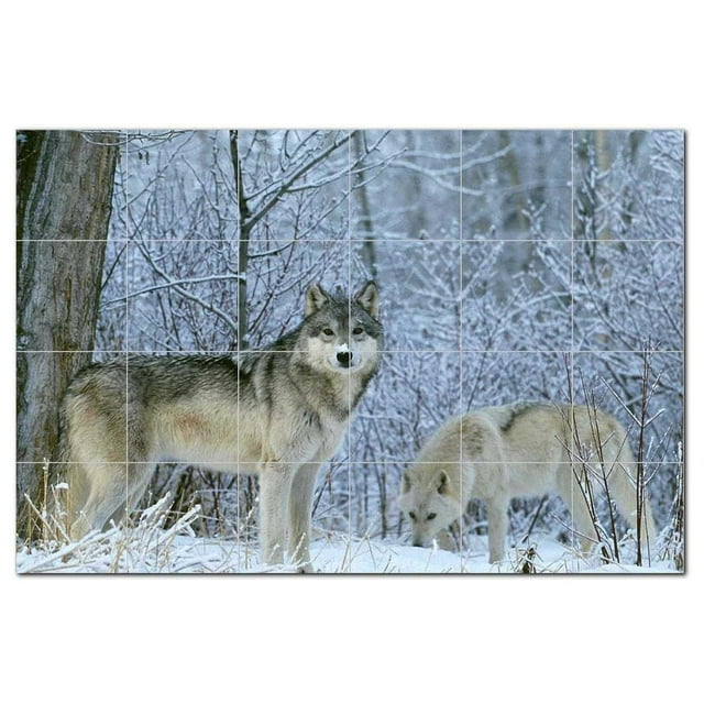 Wolf Wolves Ceramic Tile Mural Kitchen Backsplash Bathroom Shower ...