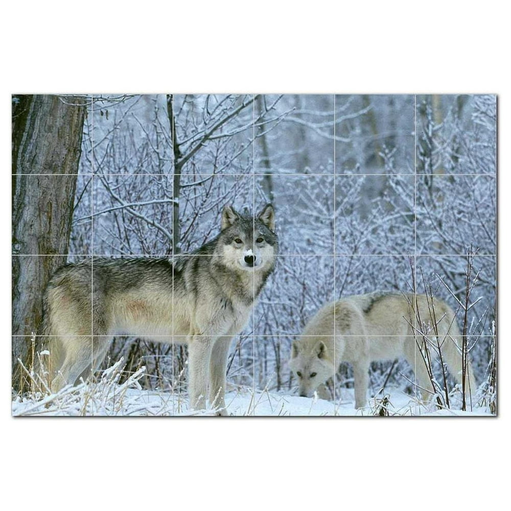 Wolf Wolves Ceramic Tile Mural Kitchen Backsplash Bathroom Shower ...