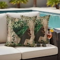 Abstract Outdoor Pillow Covers Set of 2 Women with Head Scarves Green ...