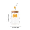 Butterfly Bow Glass Cup with Lid & Straw, 450ml Aesthetic Pastel ...