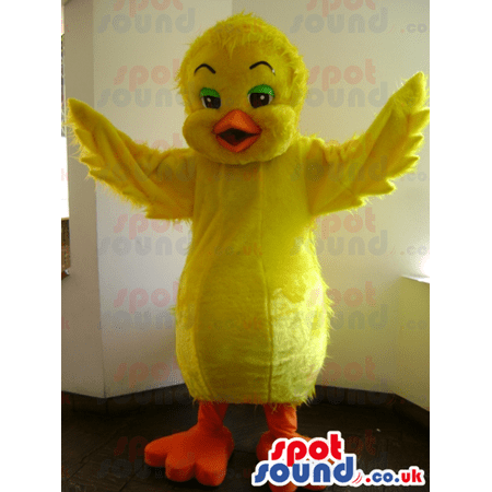 Yellow Duckling Plain SPOTSOUND Mascot With Orange Beak And Wings ...
