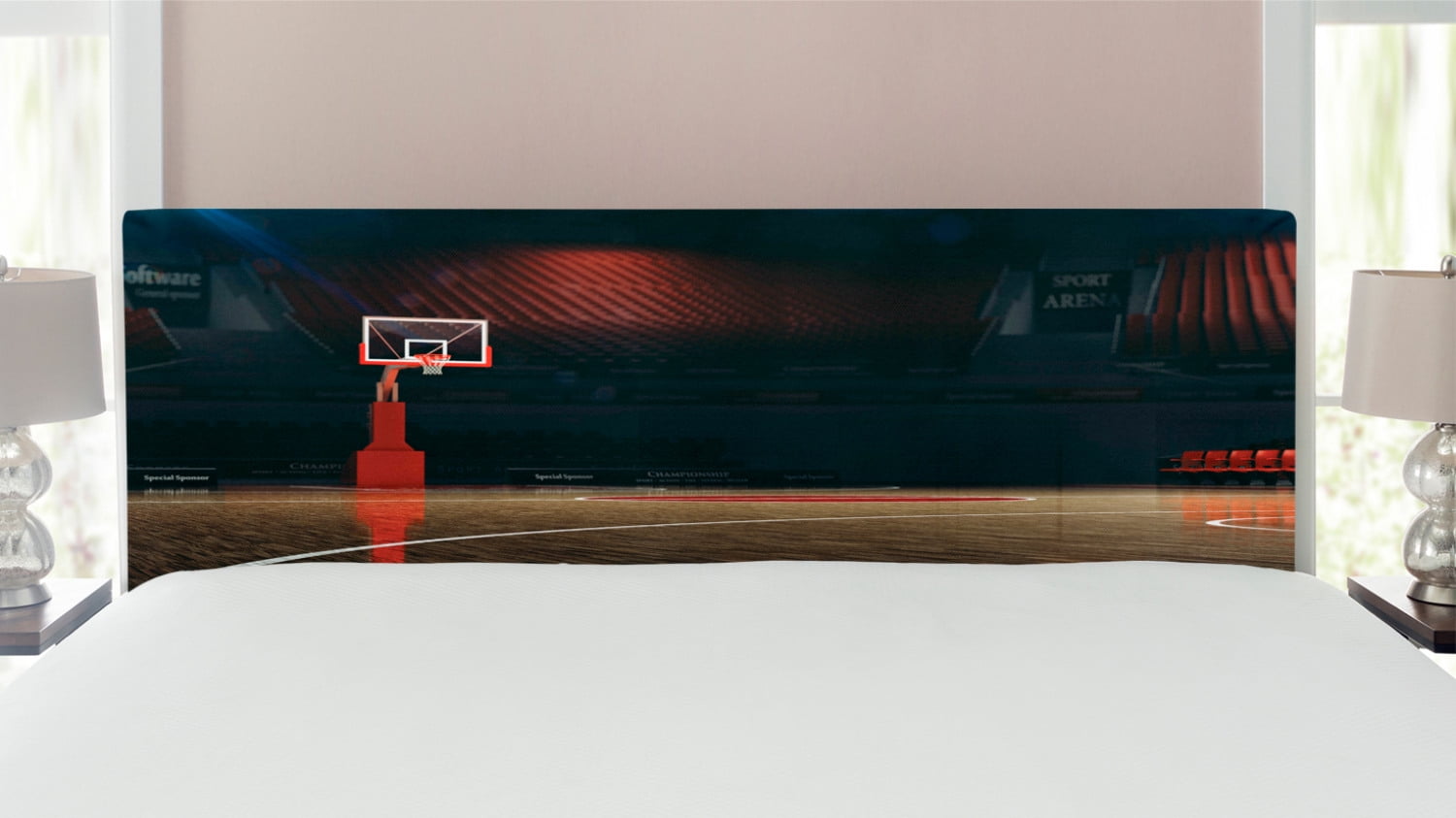 Basketball Headboard, Picture of Empty Court Sport Arena Wood Floor ...