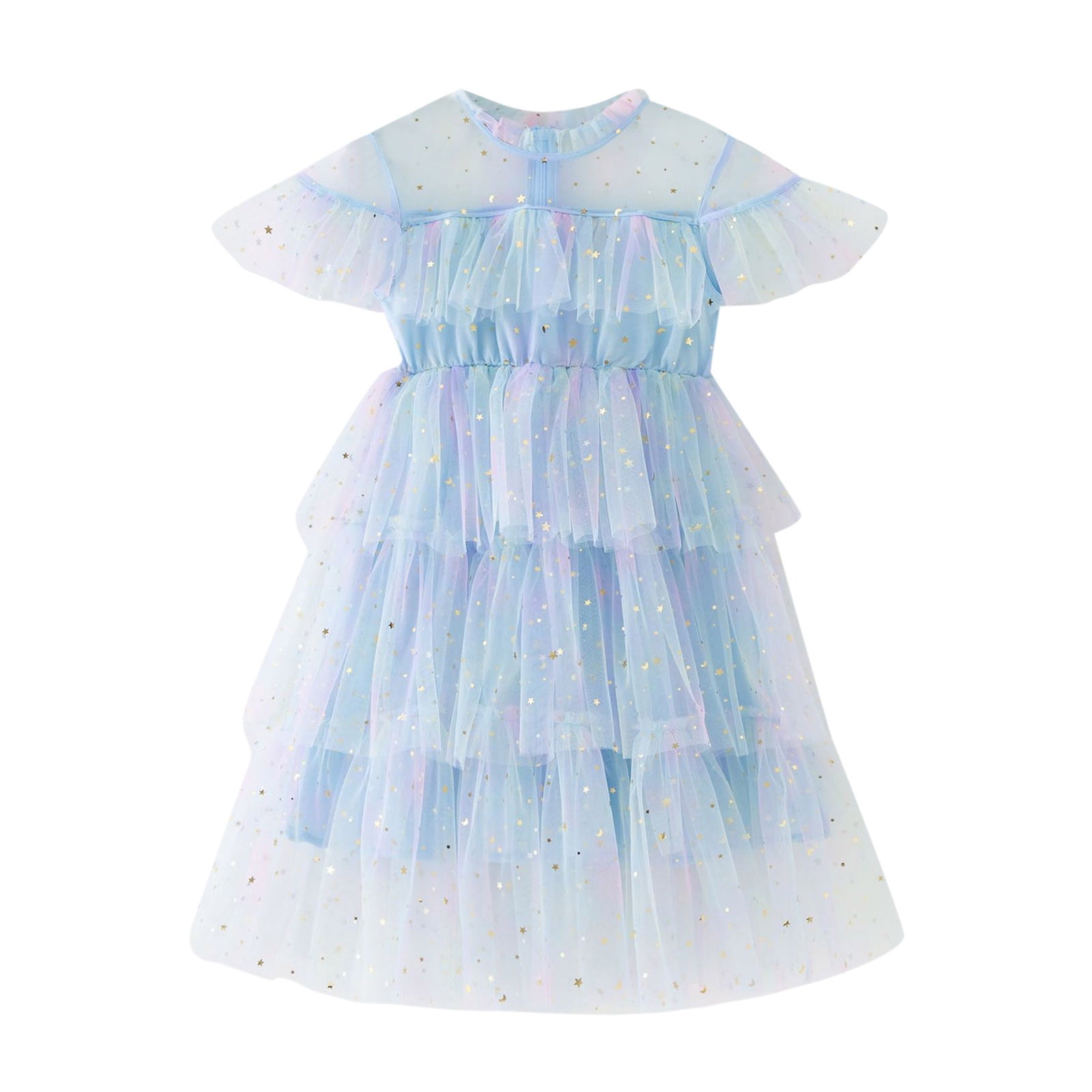 Click here for Xaszhn Toddler Girls Fly Sleeve Star Moon Sequin D... prices