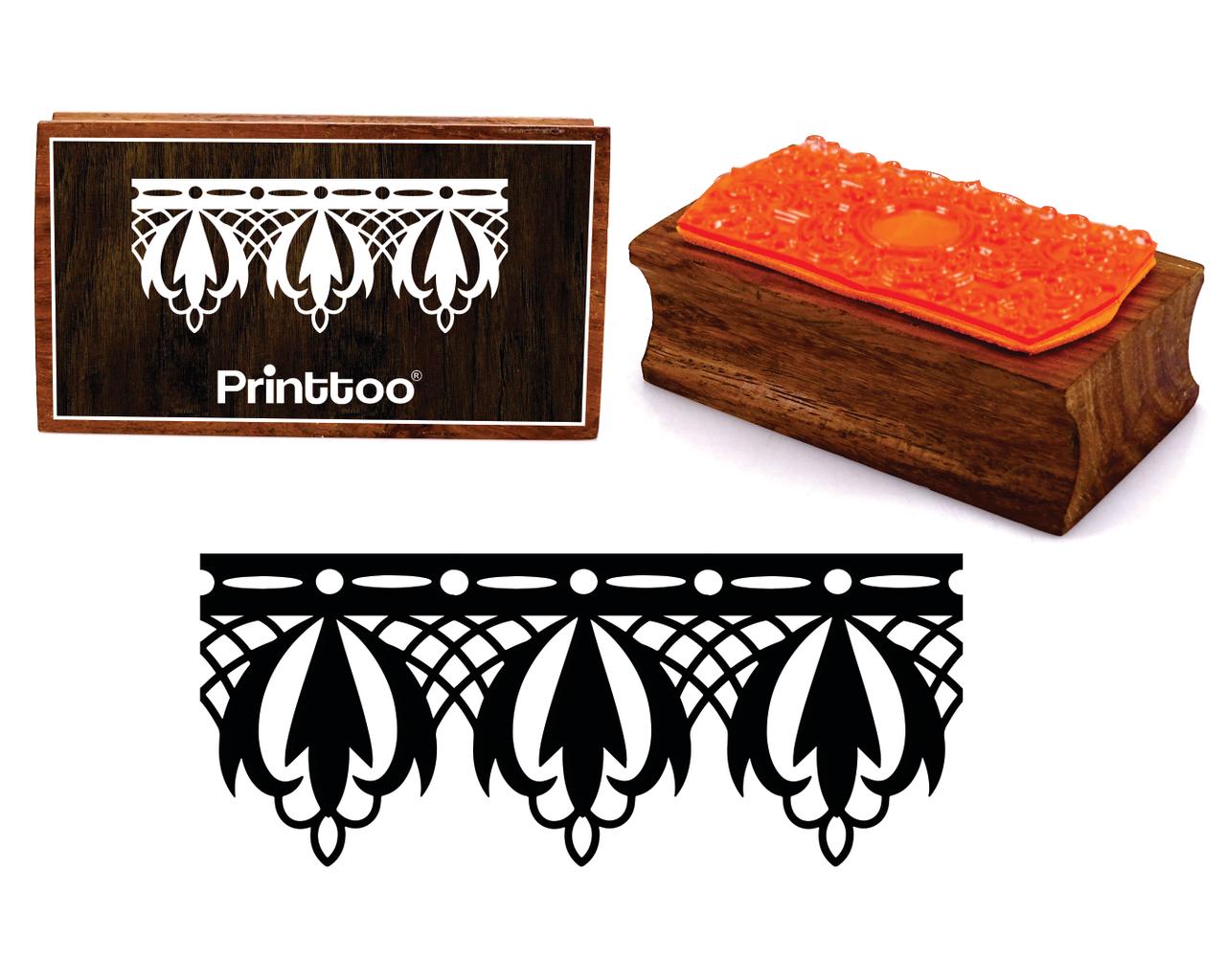 Printtoo Decorative Lace Ornate Border Rectangular Wooden Rubber Stamp ...