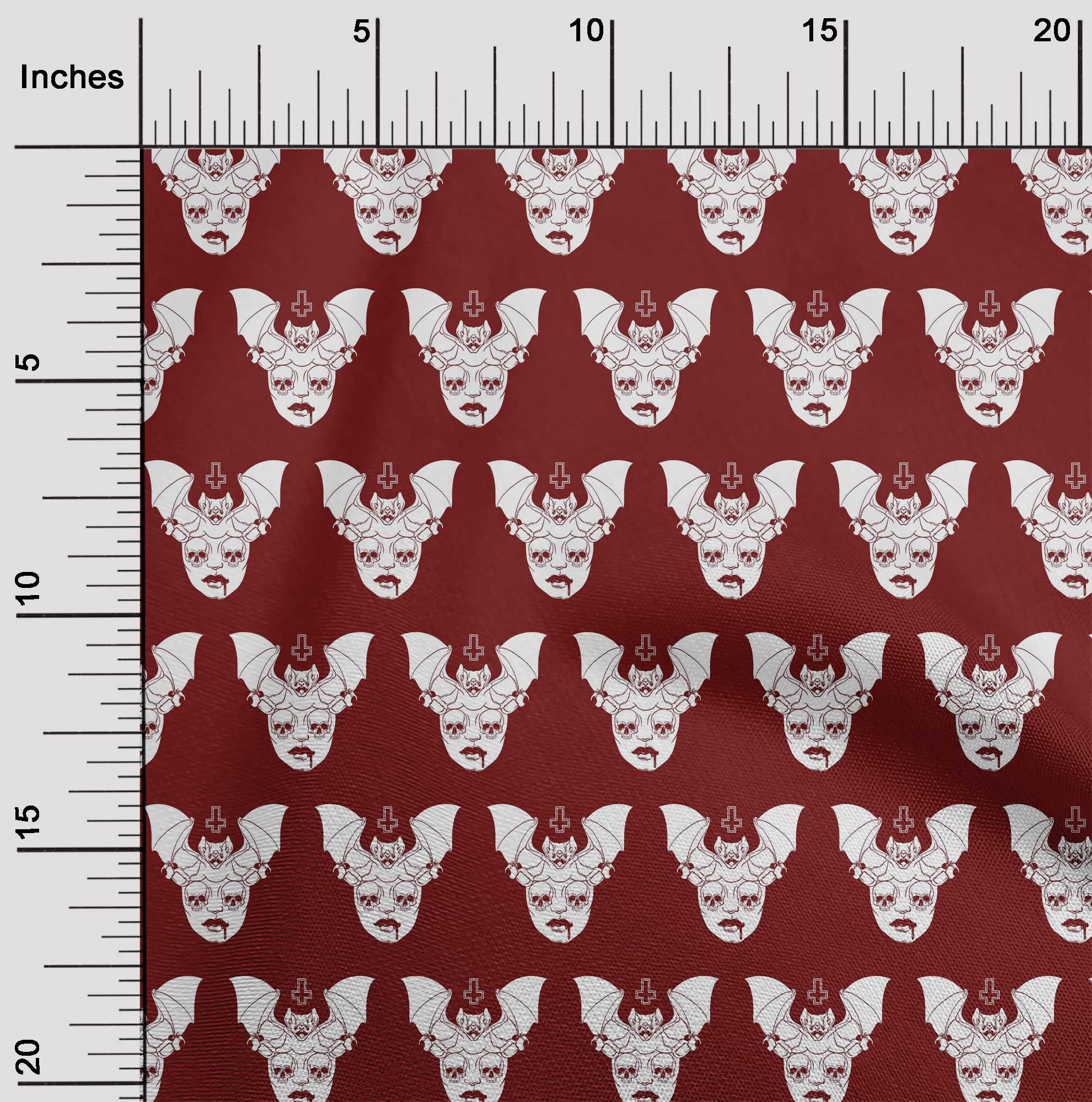 oneOone Viscose Chiffon Dark Red Fabric Plus Sign|Bat & Skull Halloween ...