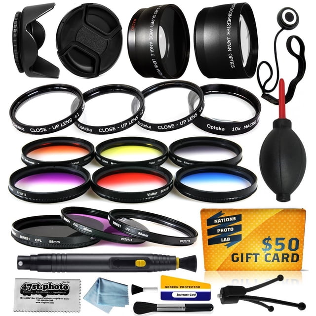 58mm Pro Lenses Filters Kit includes 0.43x + 2.2x Lens, UV, CPL ...