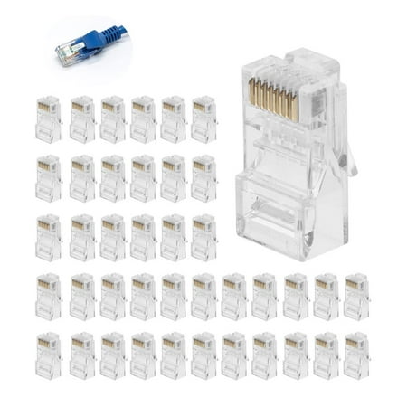 (Pack of 100) RJ45 Cat6 End Network Cable Connectors Modular Unshielded ...