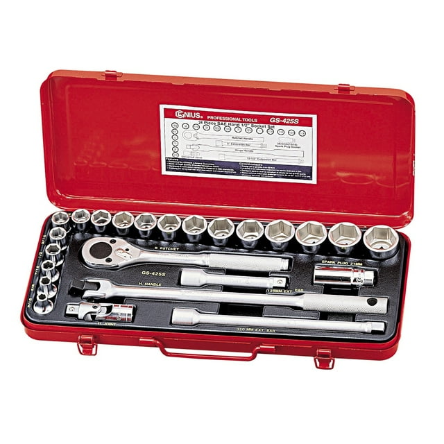 Genius Tools 24 Piece 1/2" Dr. SAE Hand Socket Set - GS-425S - Walmart.com