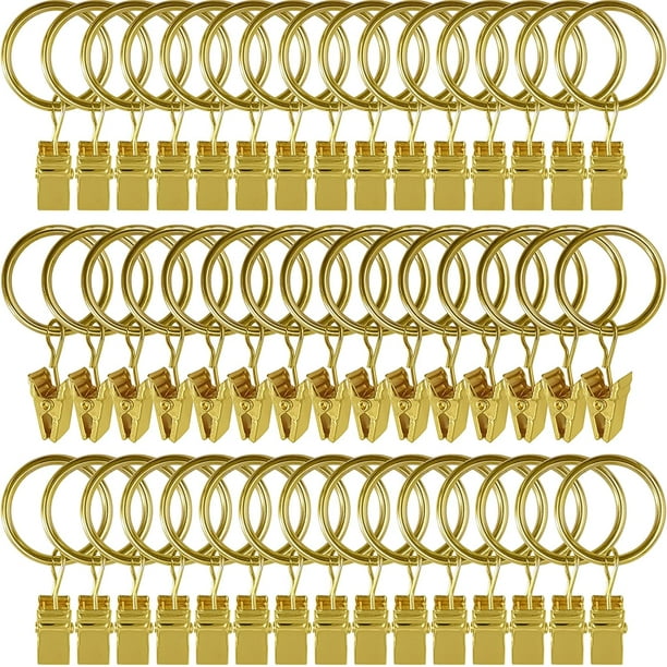 60 Pack Curtain Rings with Clips, Curtain Clip Rings Hooks, Bow Hanger ...