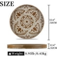 Hanobe Boho Decorative 12.6'' Round Wooden Tray, Farmhouse Rustic Brown ...