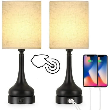 Oneach 3 Way Dimmable Table Lamp Set of 2 with USBC+A, 24" Resin ...