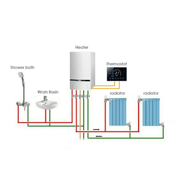 Programmable Room Thermostat Backlit LCD Water Heating Temperature ...
