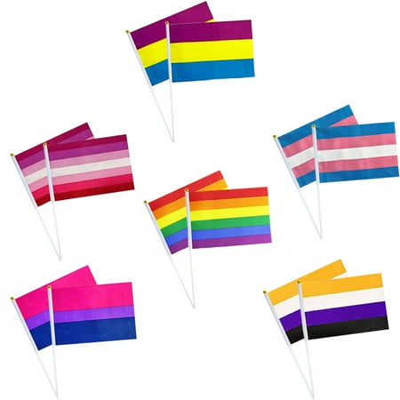60 Pack Rainbow Stick Flags, Gay Pride Small Mini Flags Transgender ...
